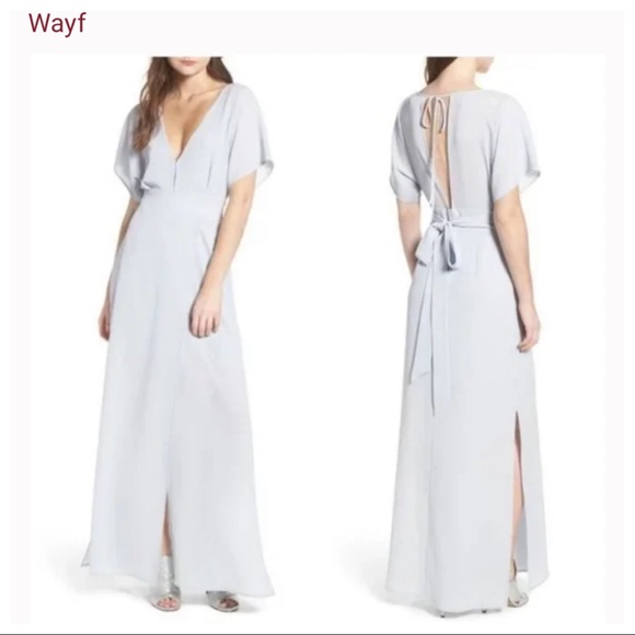 Wayf | Dresses | Nwt Wayf Carrara Slit Maxi Dress Blue | Poshmark